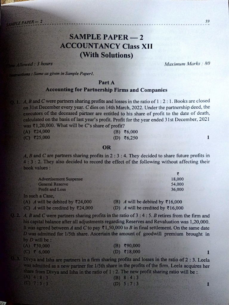 Accounts Sample Paper | PDF | Debits And Credits | Business Economics
