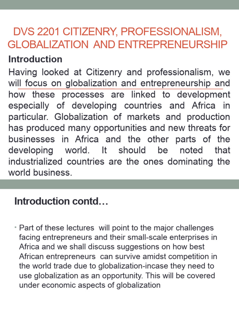 Globalisation Final Notes | PDF | Globalization | Entrepreneurship