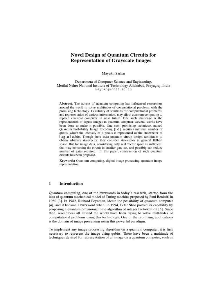 Novel Design of Quantum Circuits For Representatio | PDF | Quantum ...