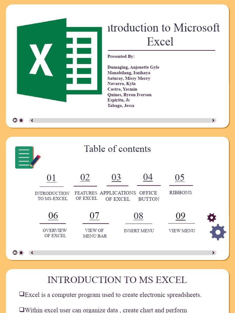 IT Introduction To Microsoft Excel Group 5 | PDF | Microsoft Excel ...