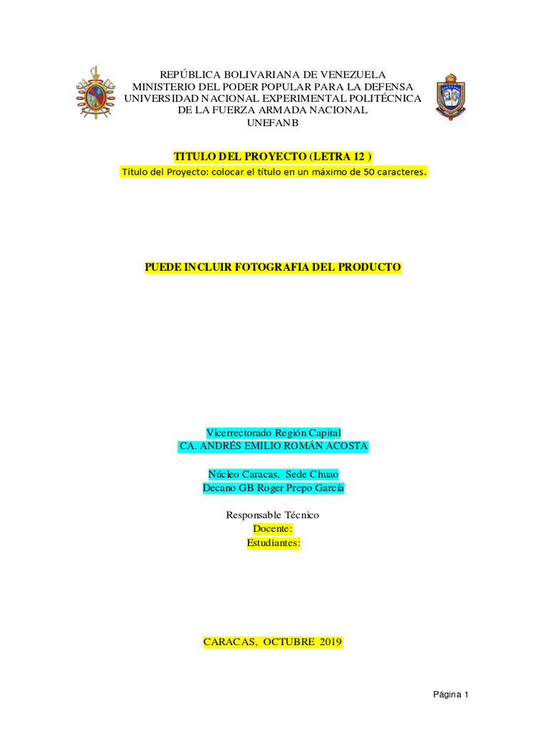 FORMATO DE PROYECTOS PNIT-UNEFA para power point | PDF | Economias ...