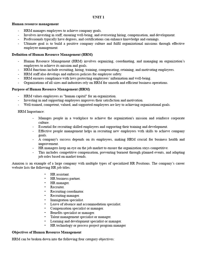 Unit 1 HRM | Download Free PDF | Human Resource Management | Labour Law