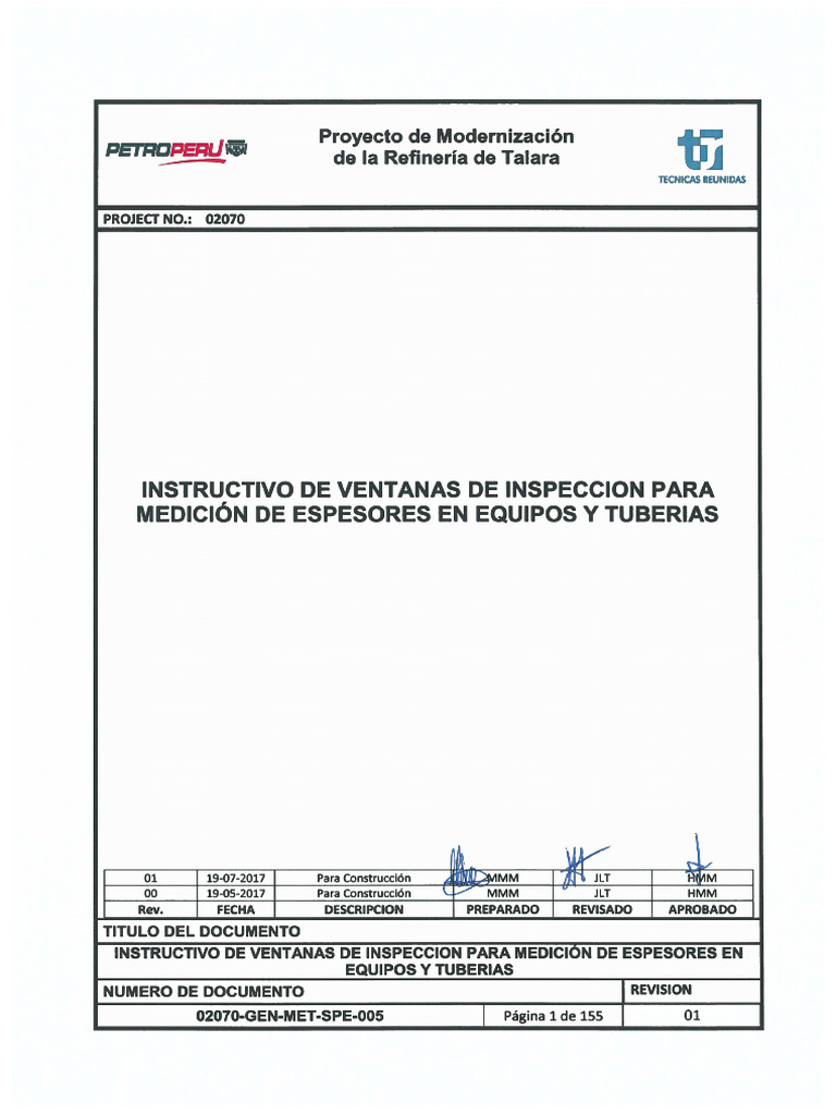 02070-GEN-MET-SPE-005 Instructivo de Ventanas de Inspección (1) | PDF | Corrosión | Química