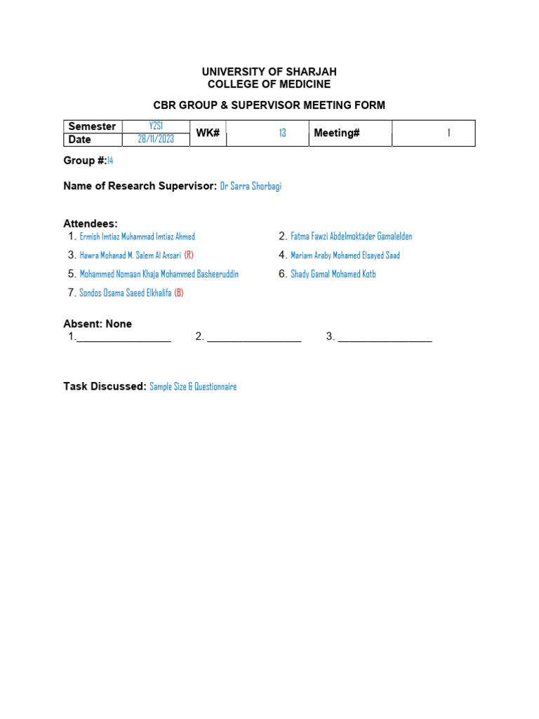 Meeting Form With DR | PDF