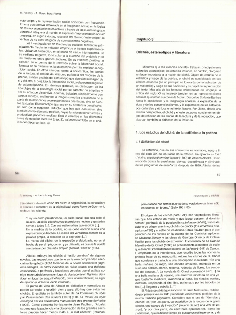 Amossy. Herschberg Pierrot. Estereotipos y Clichés. Cap.3 | PDF