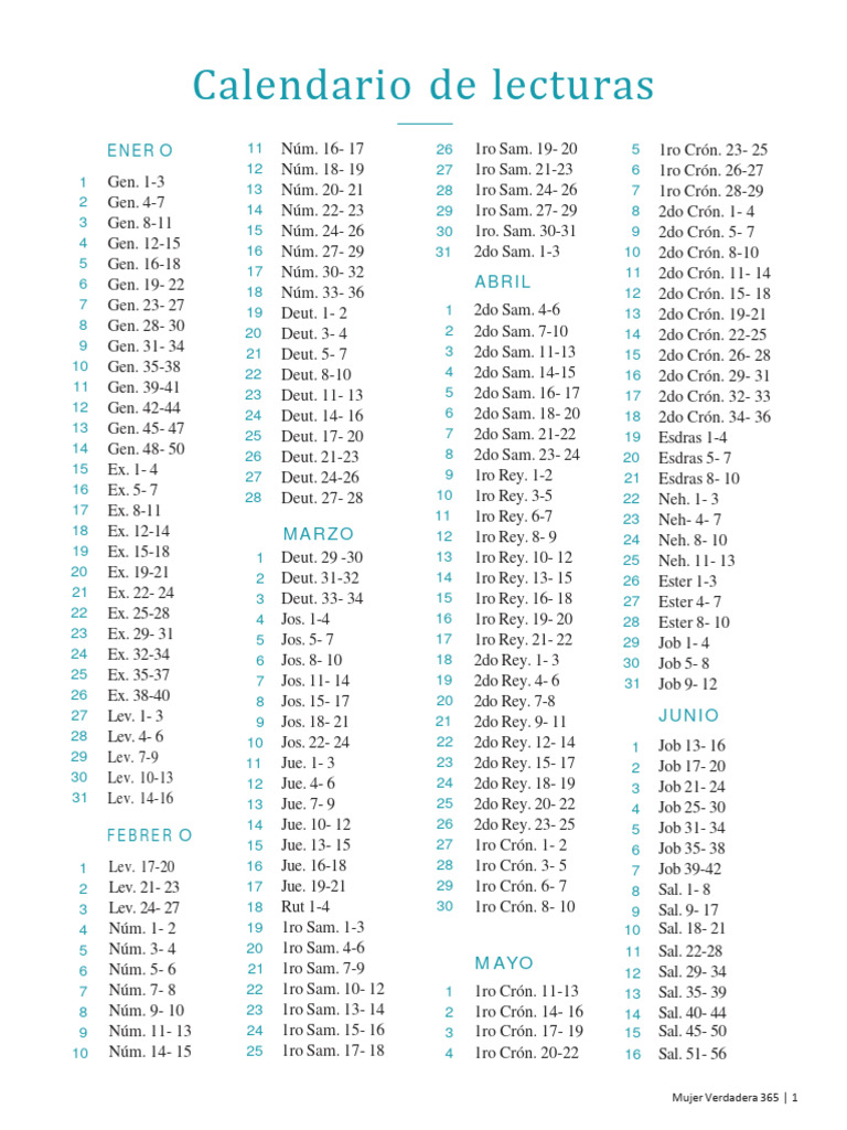 Calendario de Lecturas | PDF | Biblia cristiana | Textos Religiosos