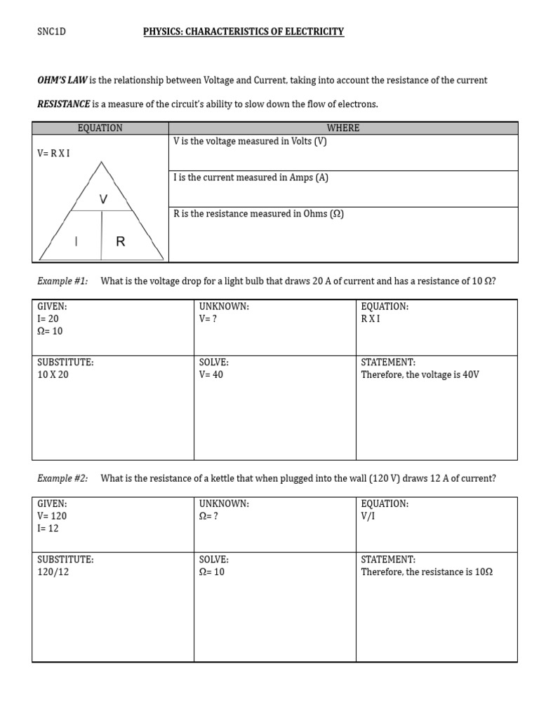 Ohms Law Calculations (ANS) | PDF | Electrical Resistance And ...
