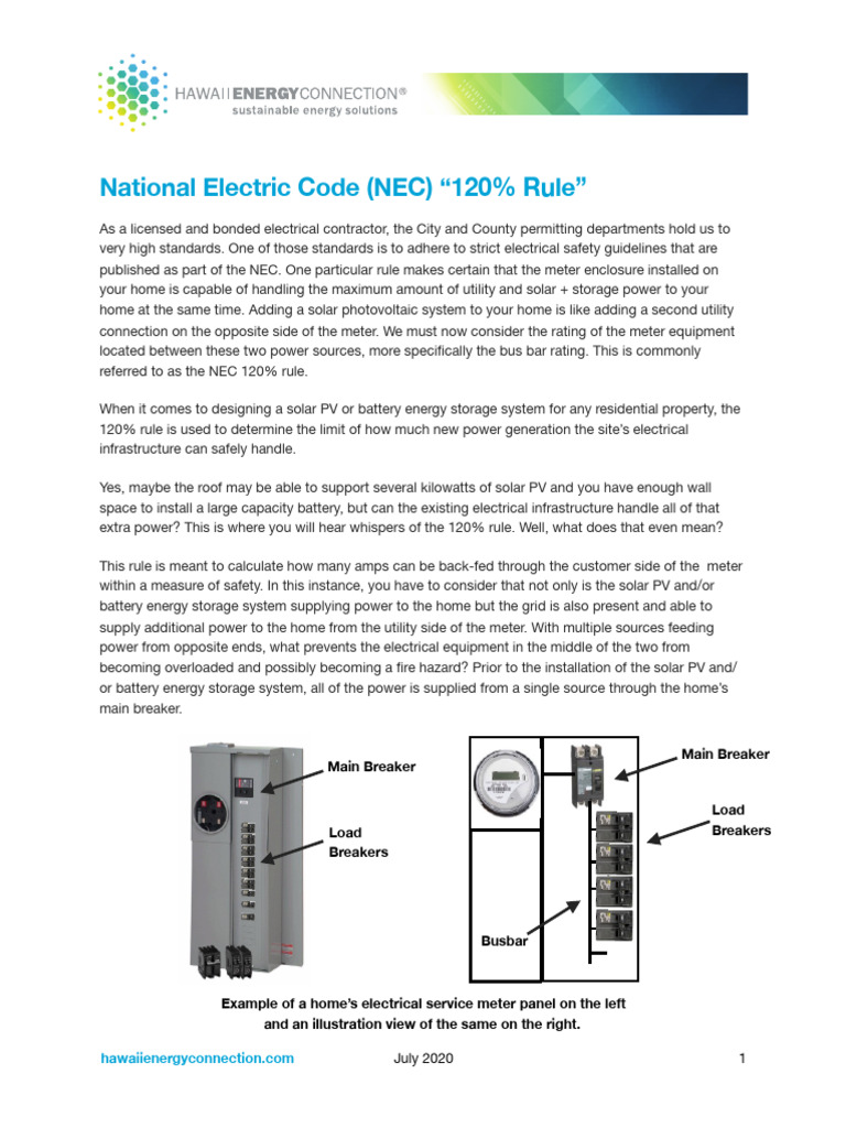 National Electric Code (NEC) 120-Percent Rule | PDF | Solar Power ...