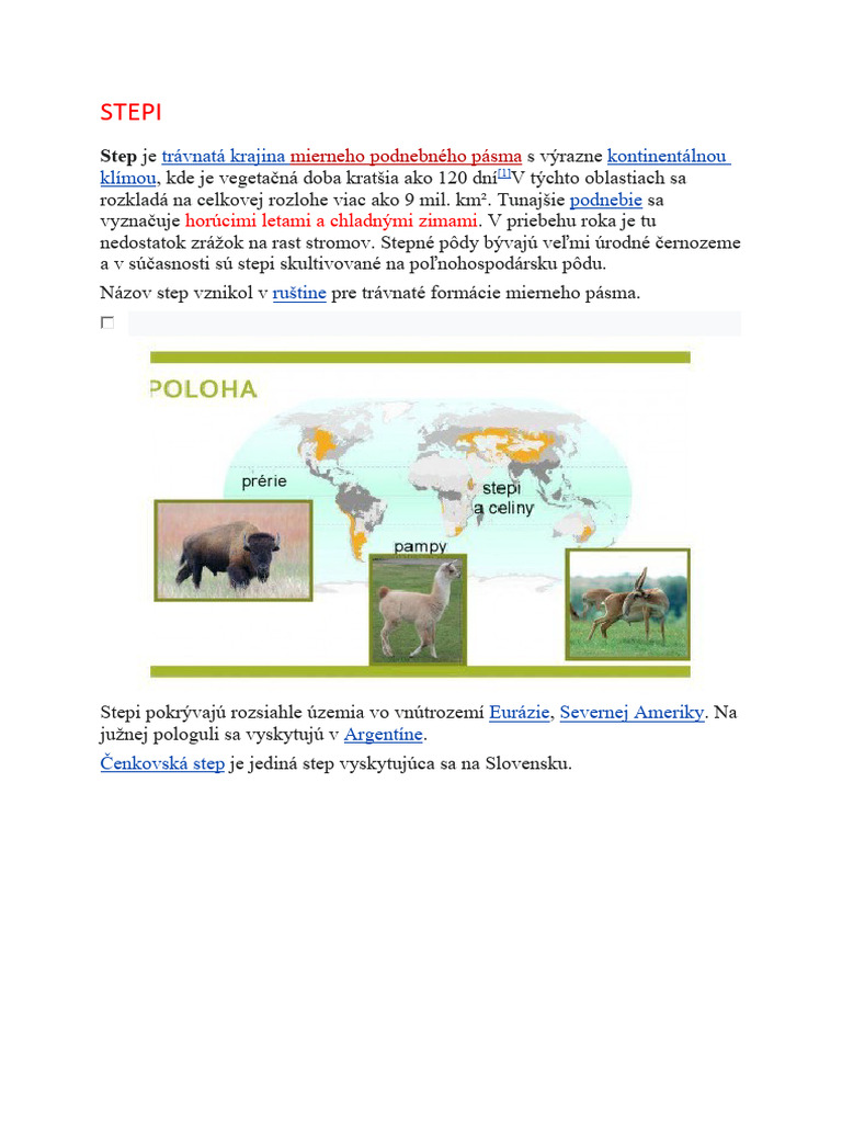 Stepi, Lesy Mierneho Pásma | PDF