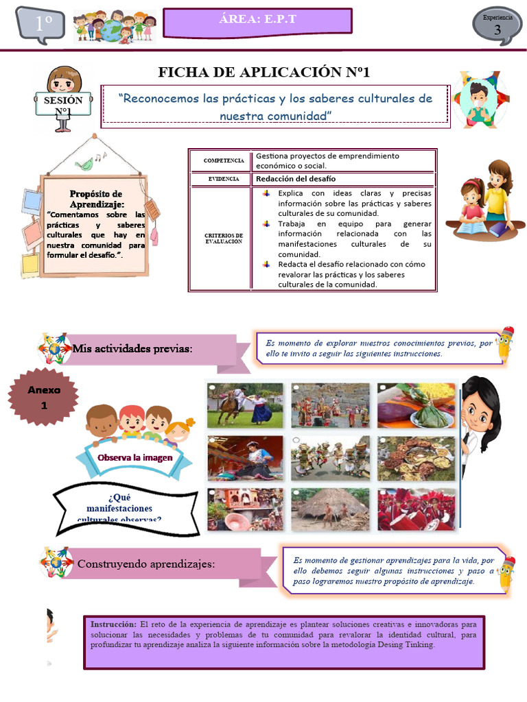 1°ficha de Aplicación-Sesión N°01-Sem.1-Exp.n°03-Ept | PDF | Aprendizaje | Evaluación