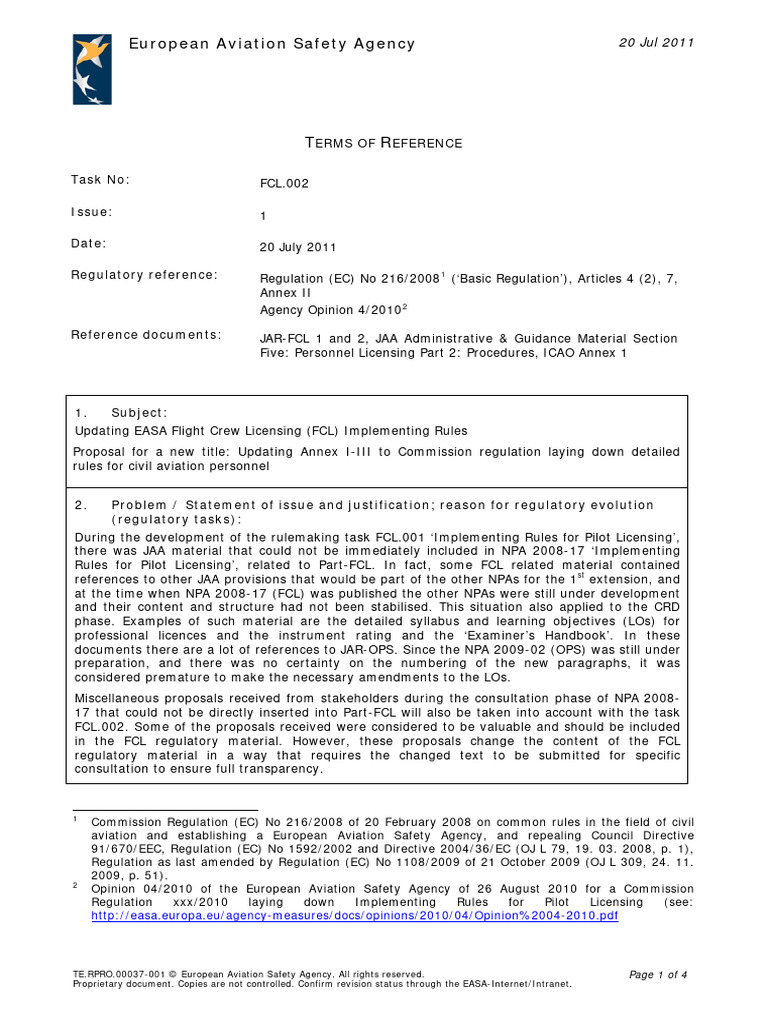 EASA Flight Crew Licensing Update | PDF | Transport | Aviation