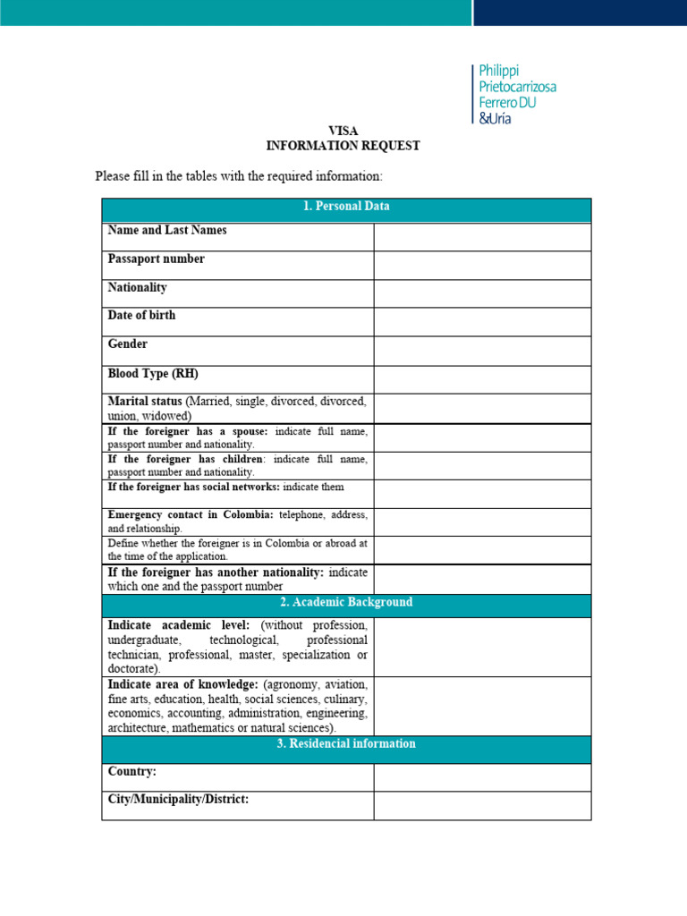 Visa Information Form | PDF | Travel Visa | Passport
