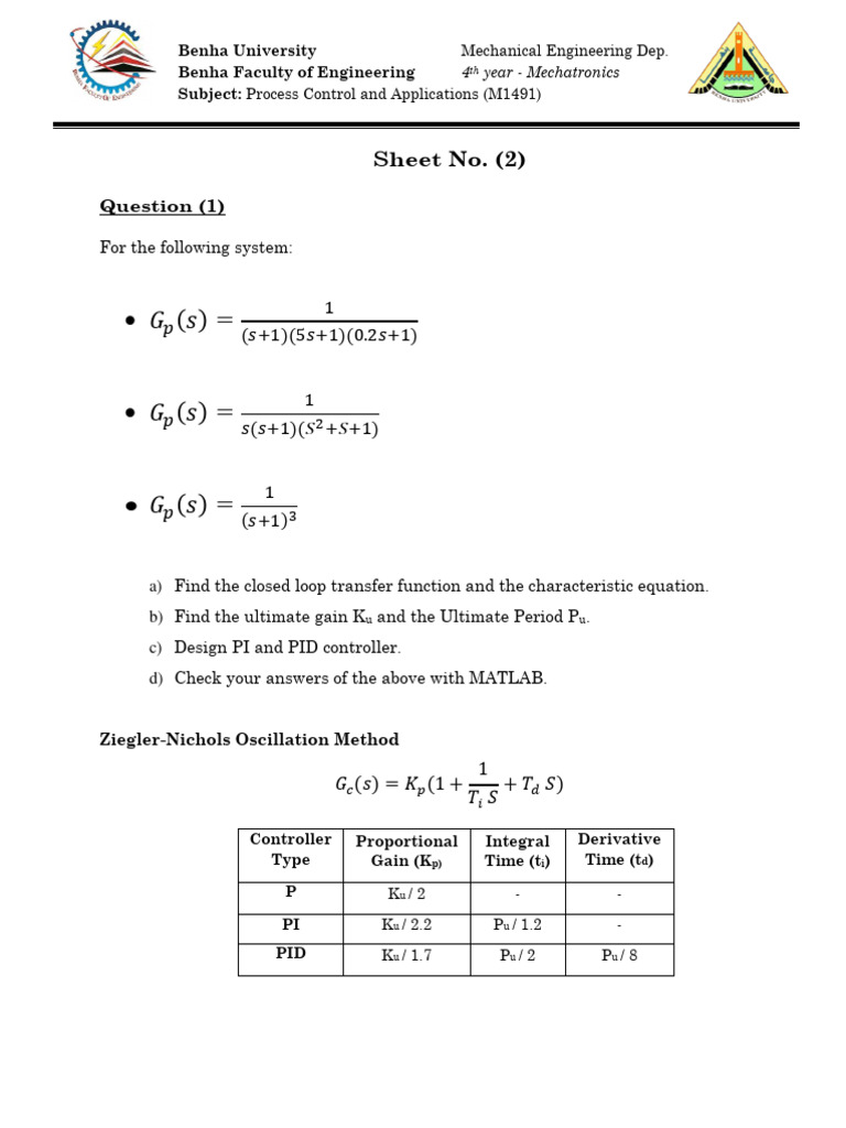 Sheet 2 Process Control | PDF