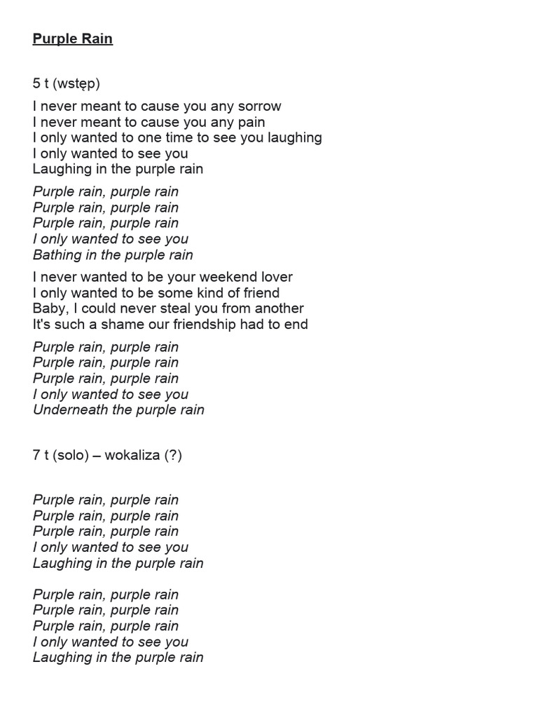 Purple Rain Lyrics Analysis | PDF