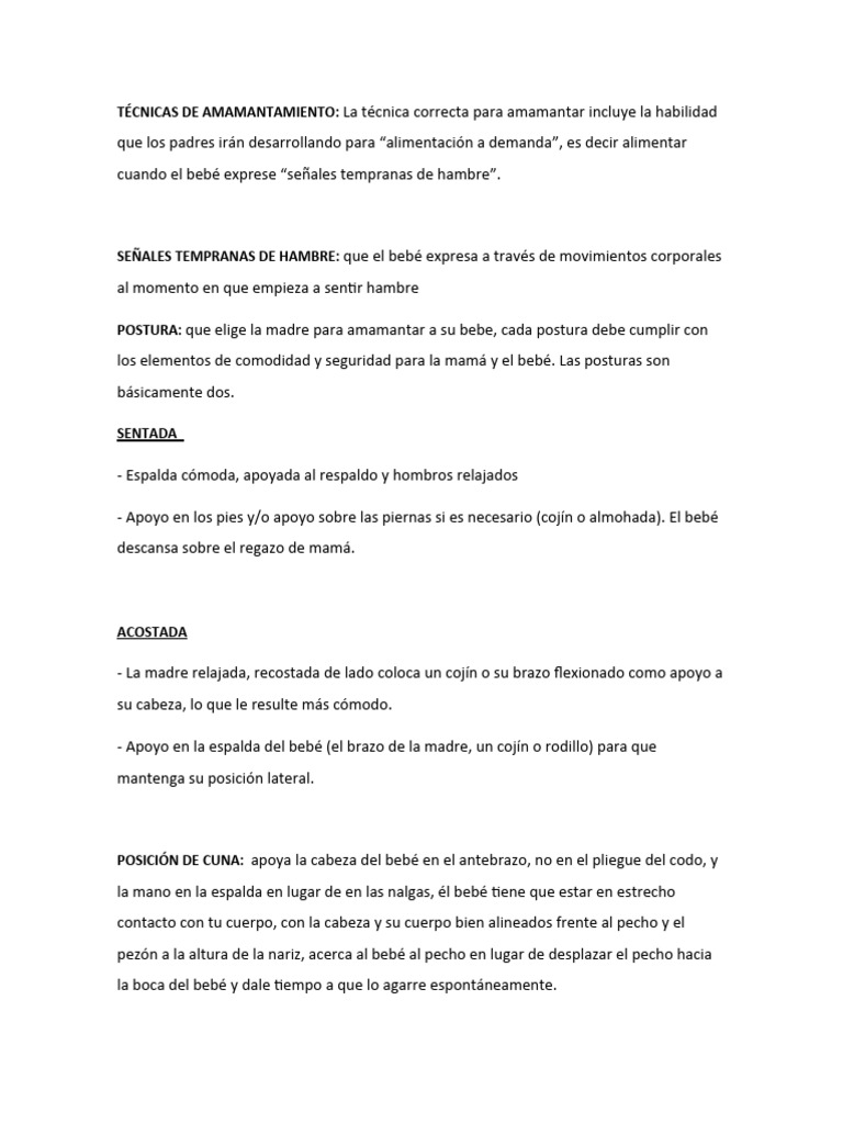 Técnicas De Amamantamiento Pdf