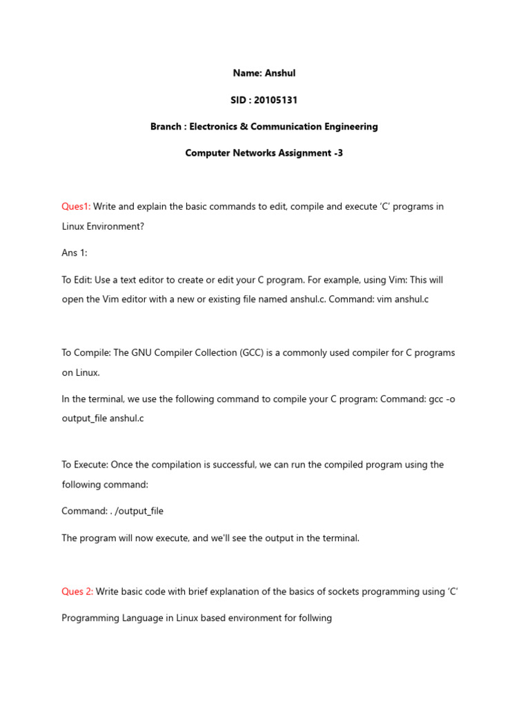 Becse 23241 G1 20105131 A3 | PDF | Network Socket | Programming