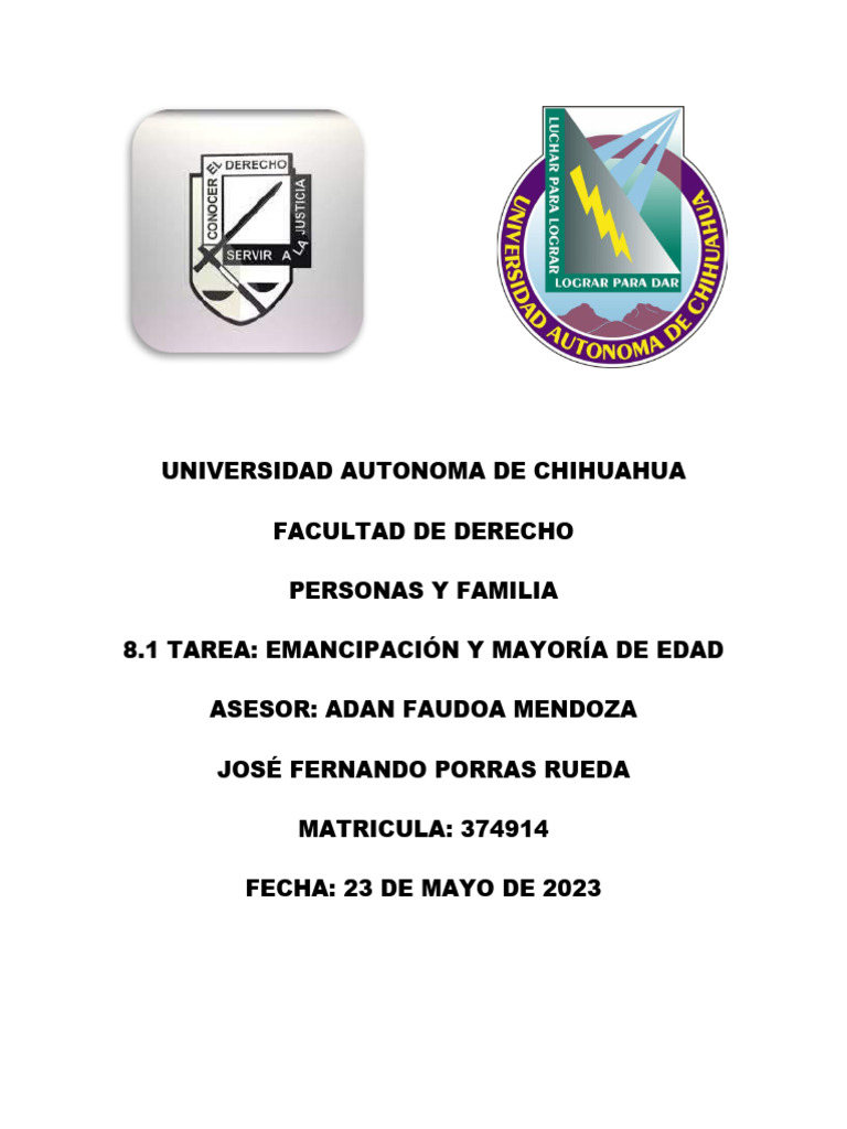 Emancipación y Mayoría de Edad en Chihuahua | PDF | Estado (política ...