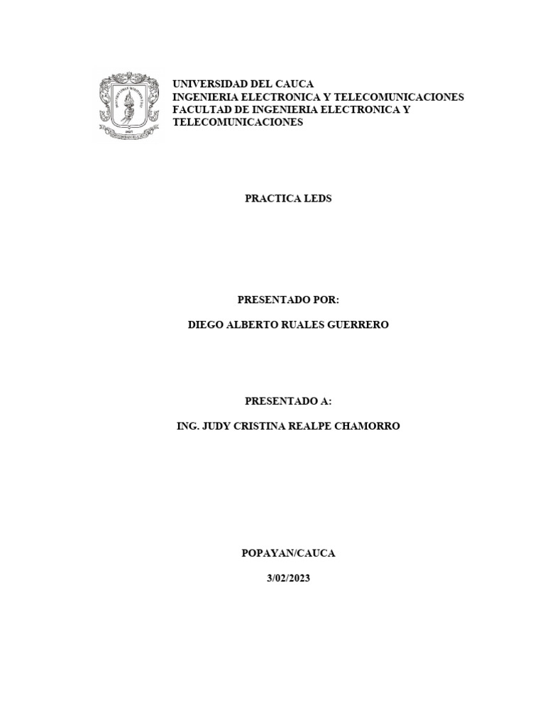 Práctica de Circuitos con LEDs en Ingeniería | PDF | Diodo emisor de ...