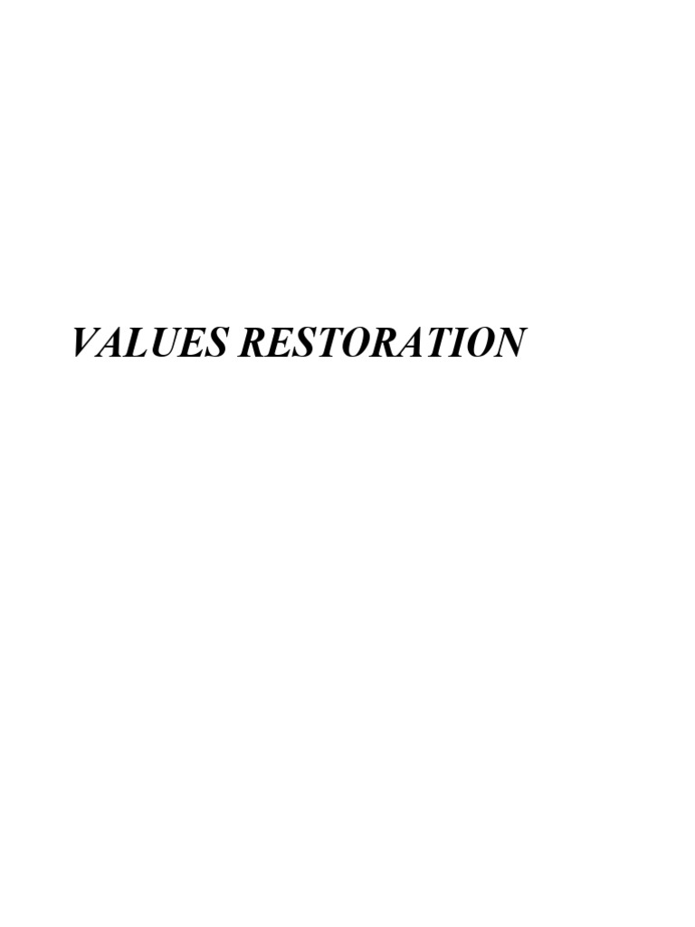 Values Restoration | PDF | Love | Applied Philosophy