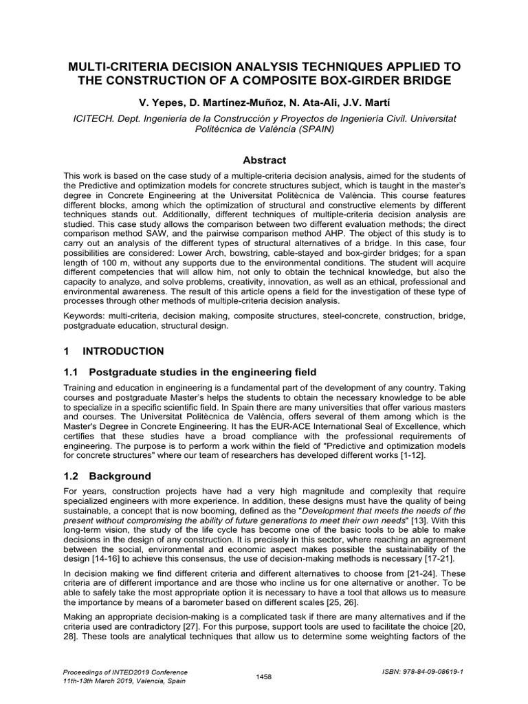 Multi-Criteria Decision Analysis Techniques Applied To The Construction of A Composite Box ...