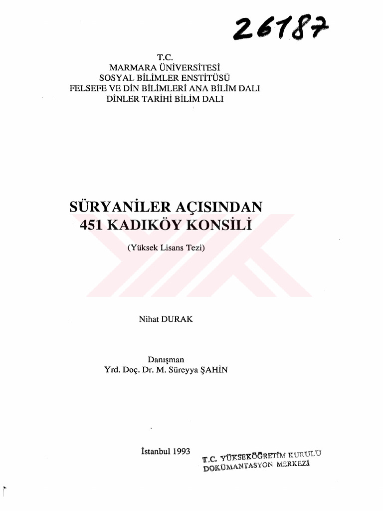41 Kadıköy Konsili Nihat Durak Tez | PDF