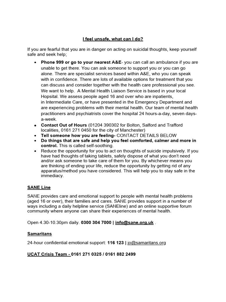 Safety _ CRISIS Numbers 2 | PDF | Mental Health | Emergency Department