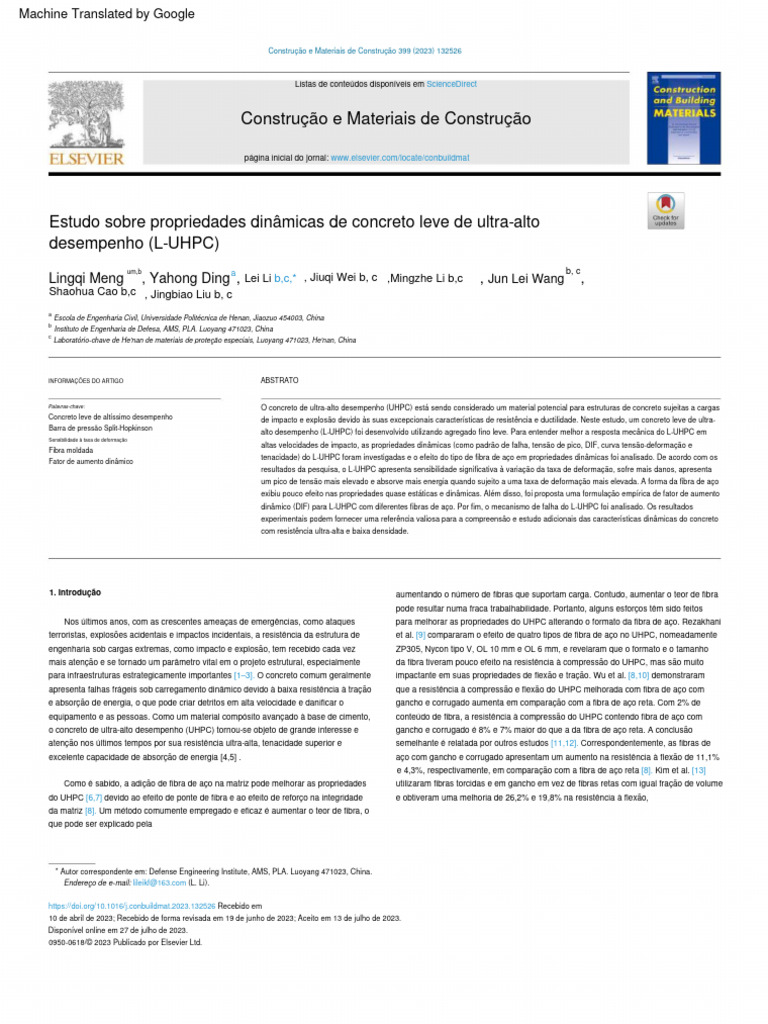 Study On Dynamic Properties of Lightweight Ultra-High Performance Concrete (L-UHPC) - Compressed ...