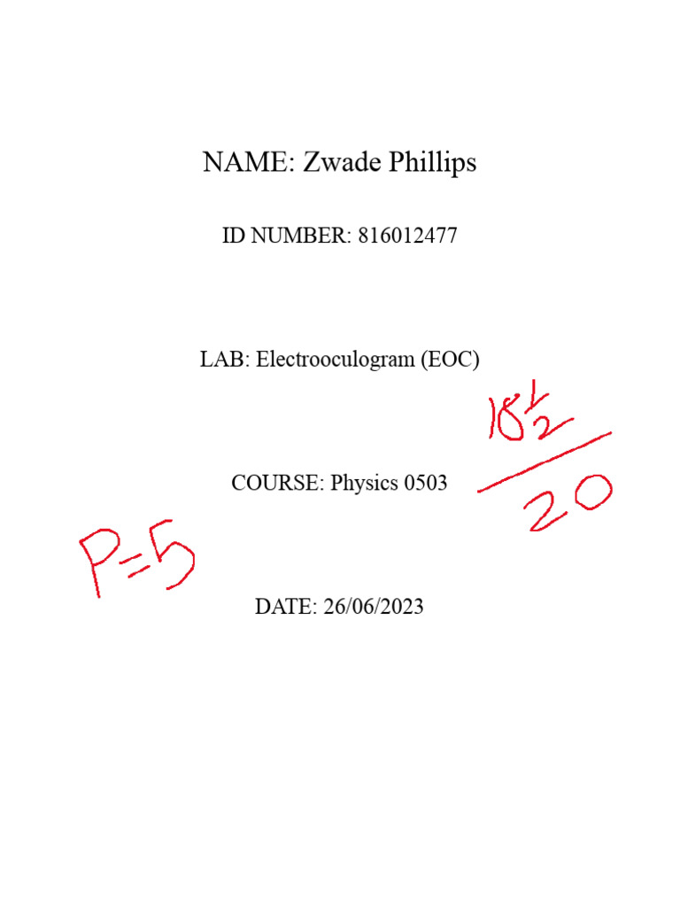 EOG Lab 3 Zwade Completed | PDF | Eye | Human Eye