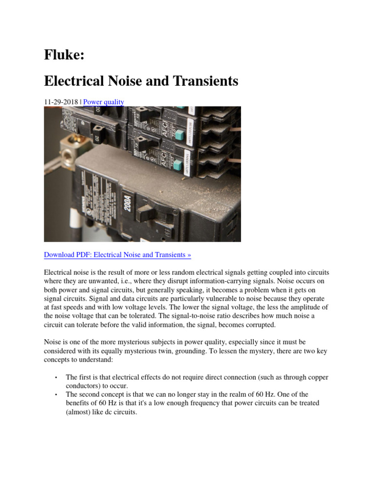 Fluke - Electrical Noise and Transients Article | PDF | Inductor | Inductance