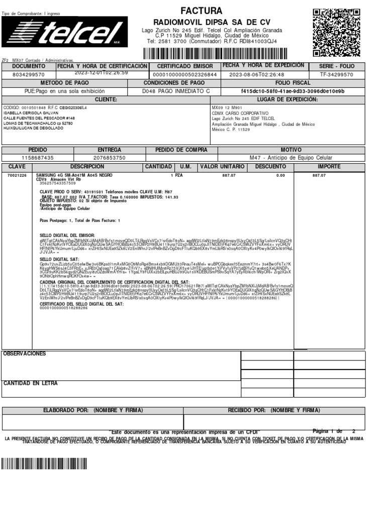 Radiomovil Dipsa Sa de CV | PDF | Servicios (economía) | Pagos