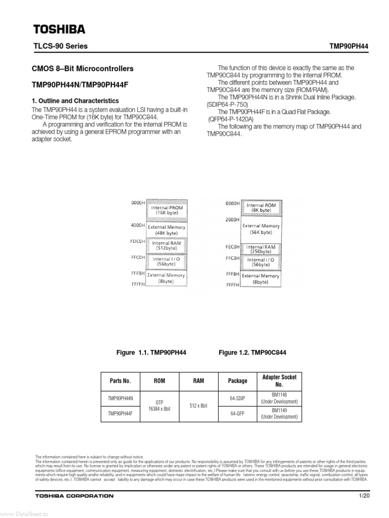 TMP90PH44 Datasheet | PDF | Read Only Memory | Microcontroller