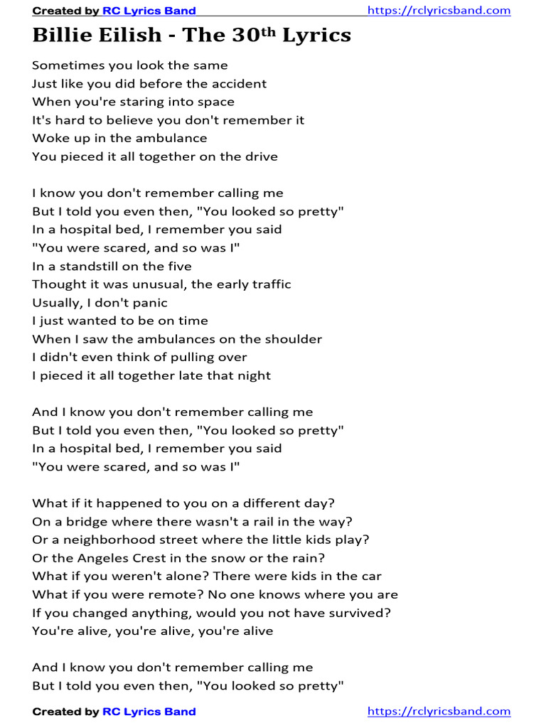 Billie Eilish - The 30th Lyrics | PDF