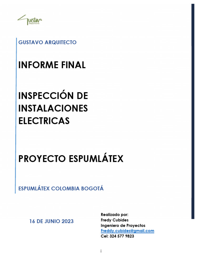 Informe Levantamiento EspumLatex | PDF | Ingenieria Eléctrica | Corriente eléctrica