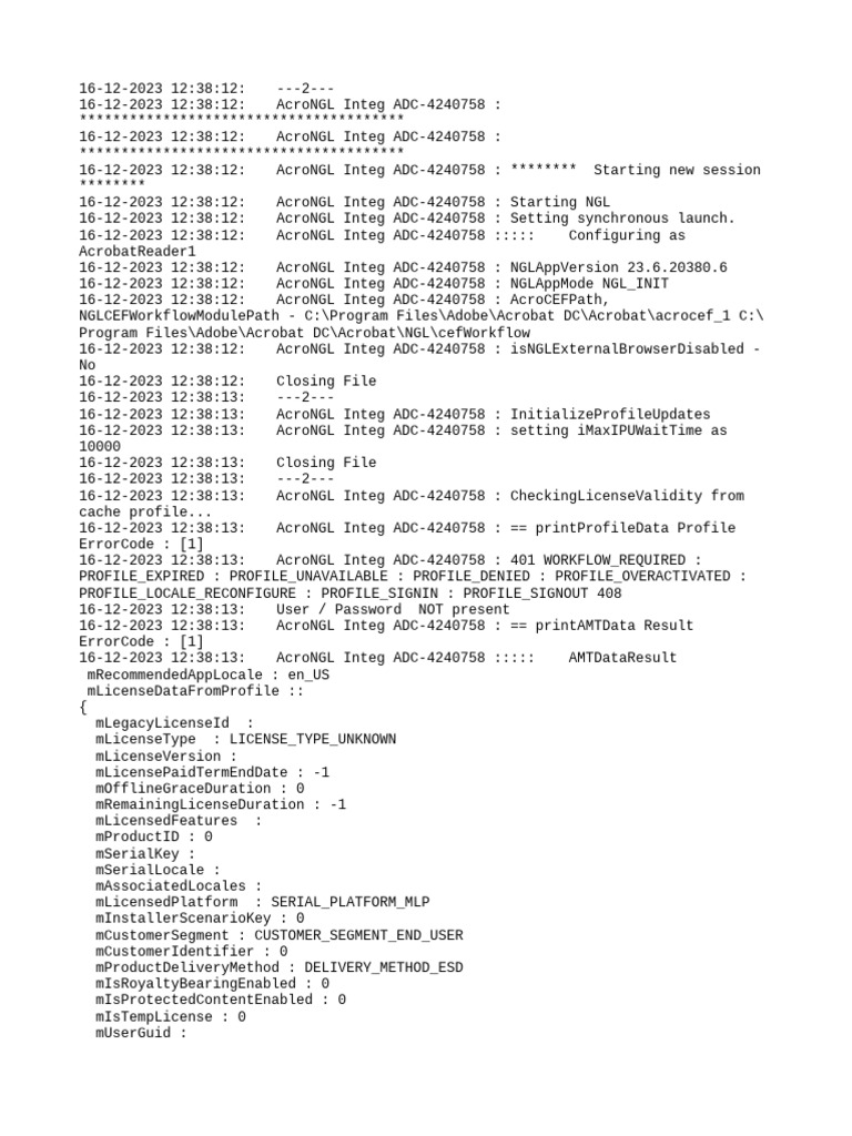 Acro NGLLog | PDF | Computing Platforms | Adobe Software
