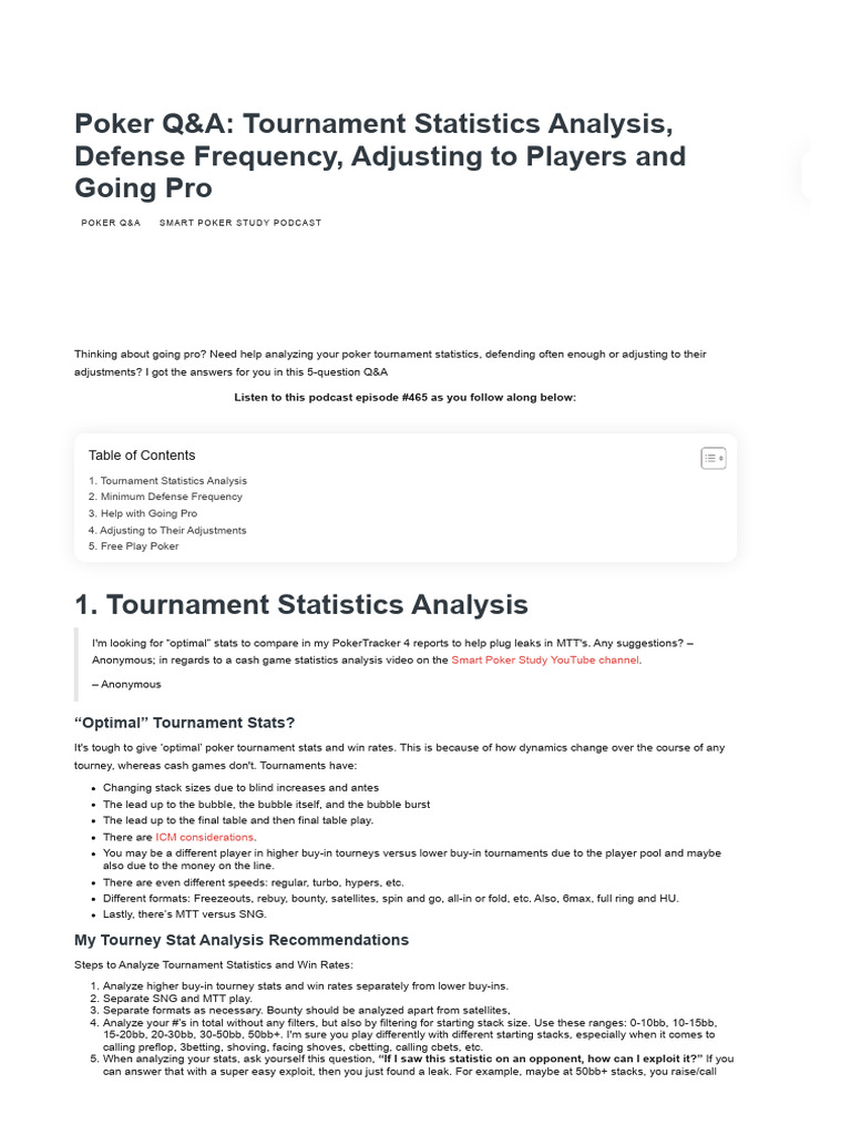 Going Pro, Tourney Stats Analysis, Defense Frequency, More Q&A | PDF ...