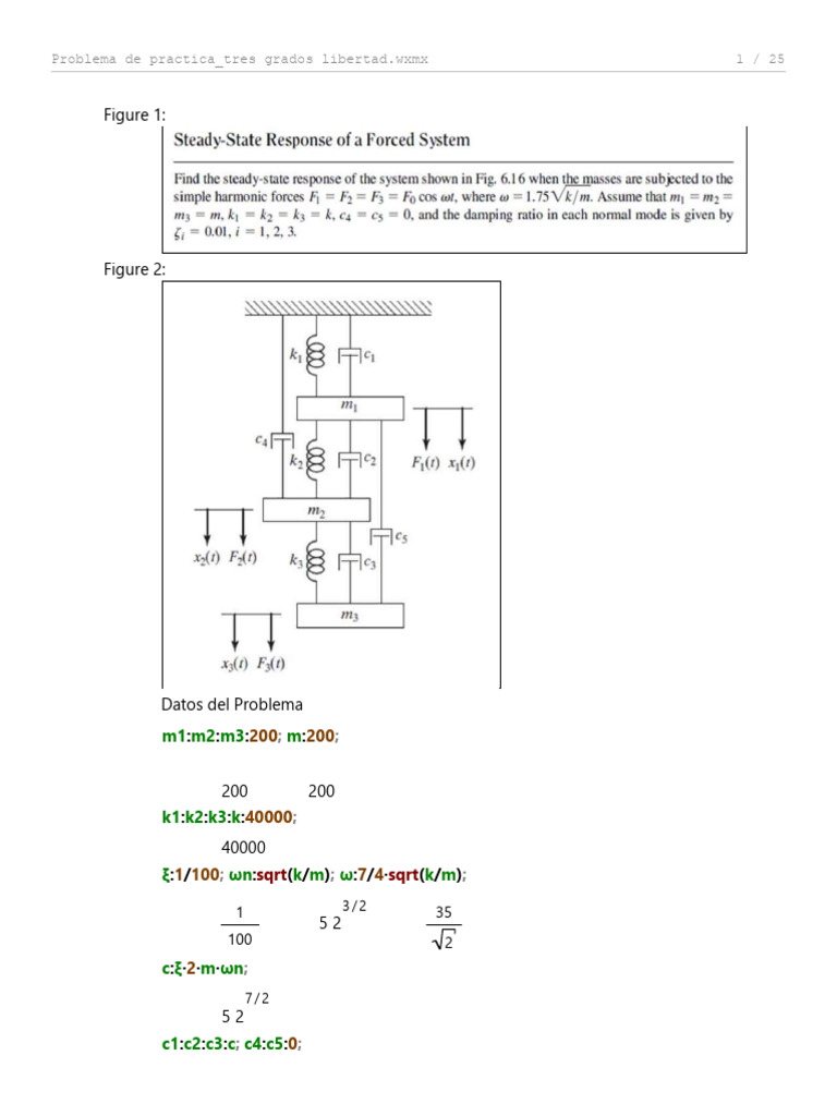 Practica - Tres Grados de Libertad | PDF | Functional Analysis | Mathematical Concepts