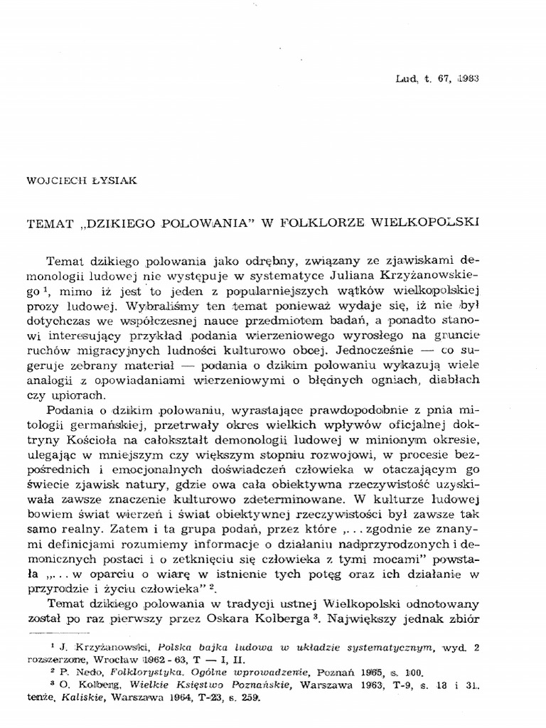 Dzikie Polowanie - W Kulturze Wielkopolski | PDF