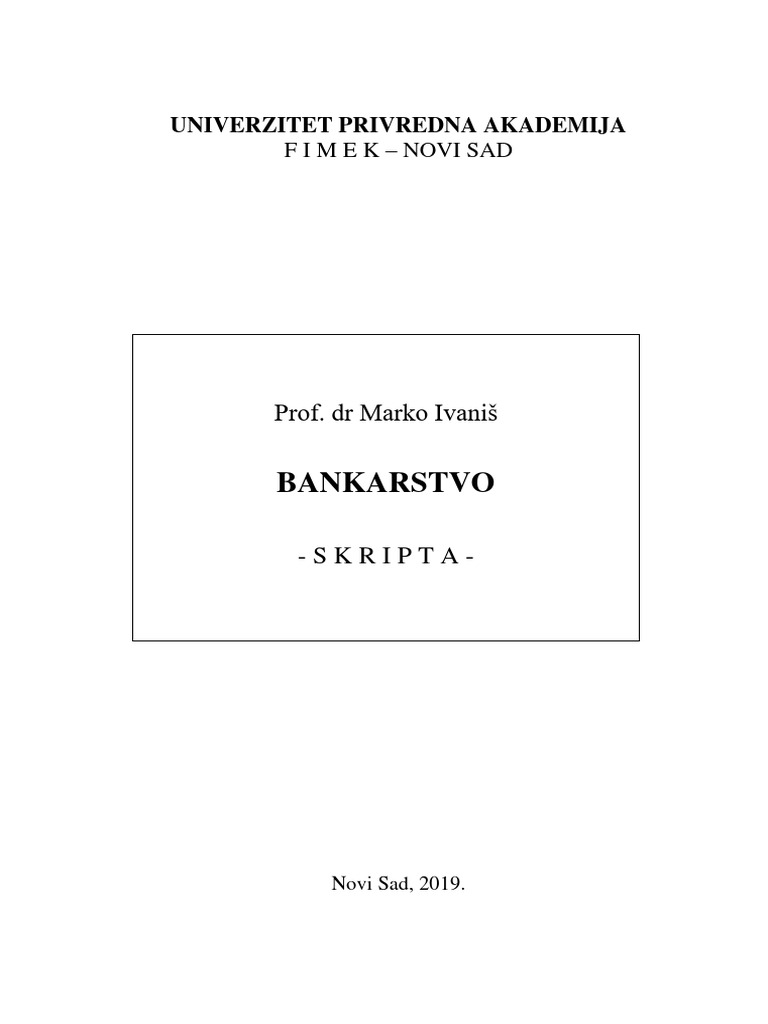 Bankarstvo - Skripta | PDF