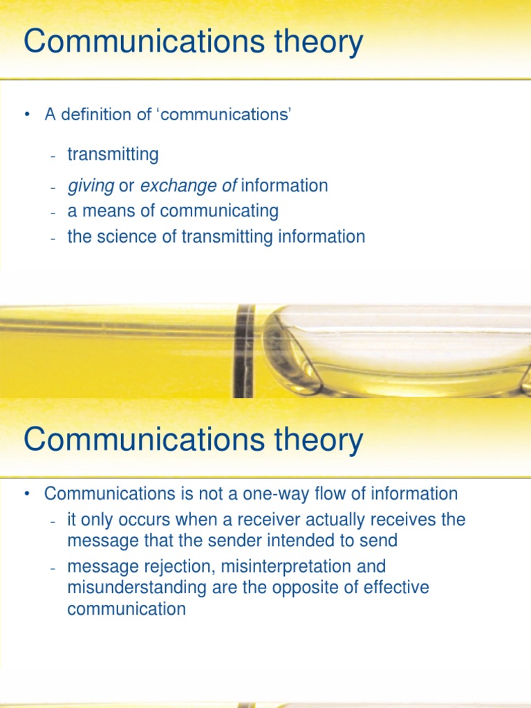 Communications Theory: A Definition of Communications' Transmitting ...