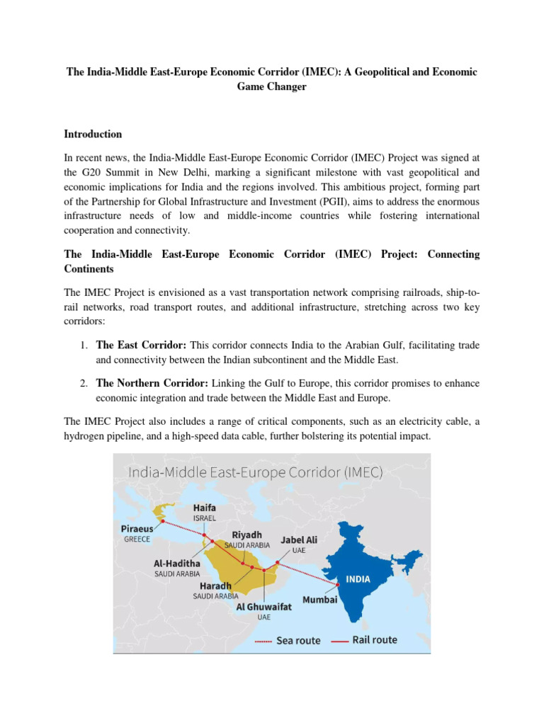 The India-Middle East-Europe Economic Corridor (IMEC) | PDF | Economic ...