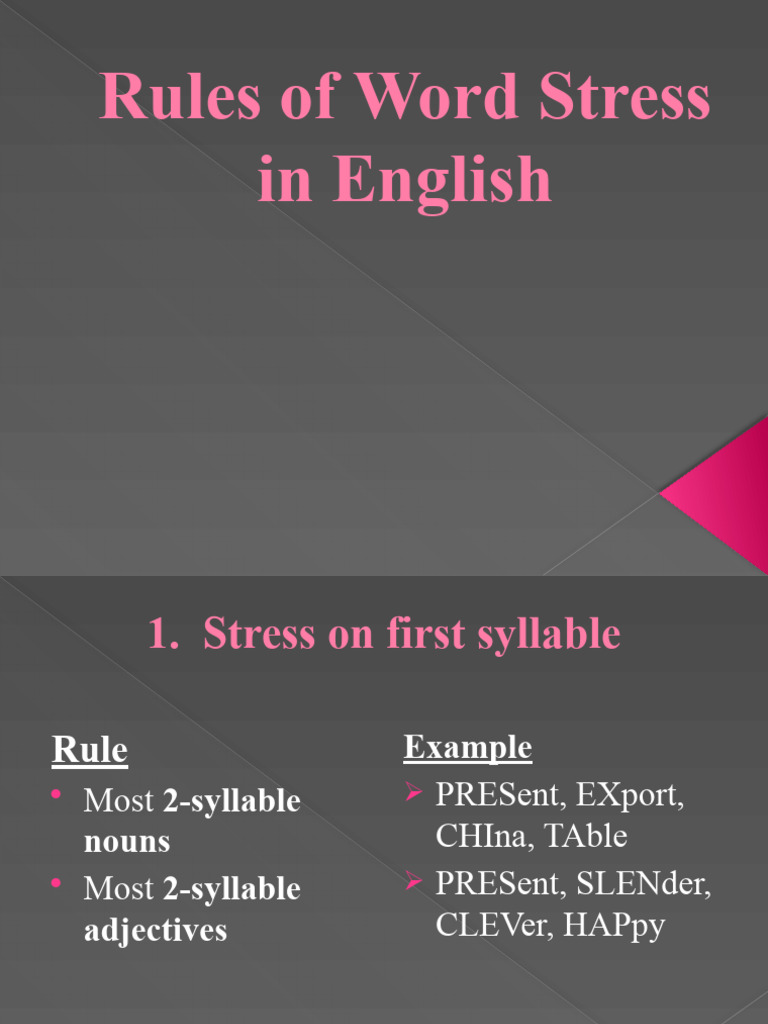 Rules of WORD STRESS !1 Office PowerPoint | PDF | Word | Stress ...