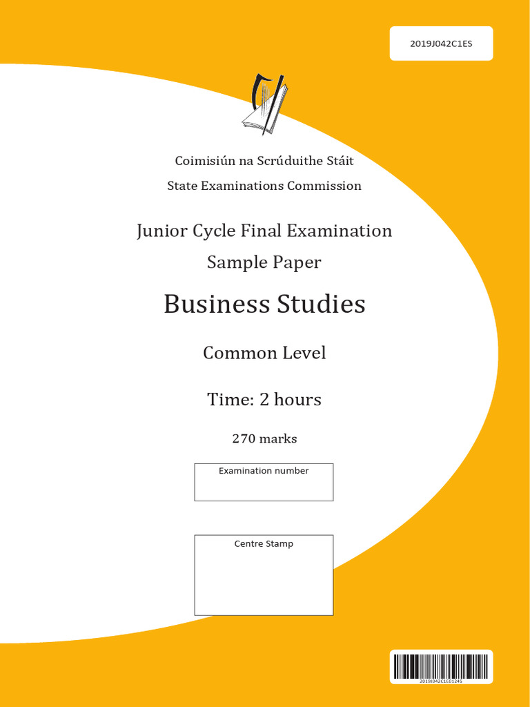 Business Studies: Junior Cycle Final Examination Sample Paper | PDF ...