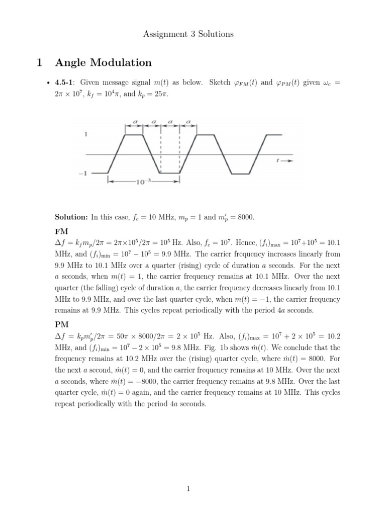 Assignment3_solution | PDF | Frequency Modulation | Bandwidth (Signal Processing)