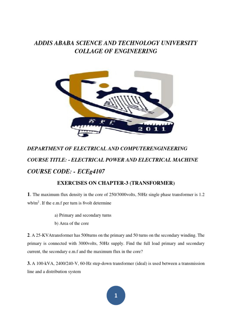 Transformer Exercises and Key Questions | PDF | Transformer ...