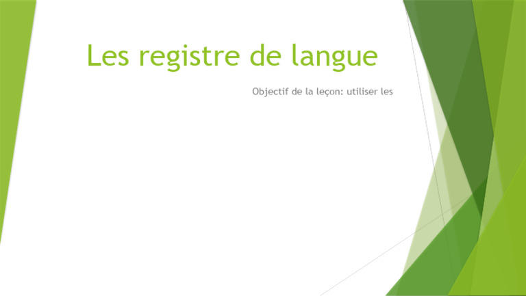 Les Registres de Langue | PDF