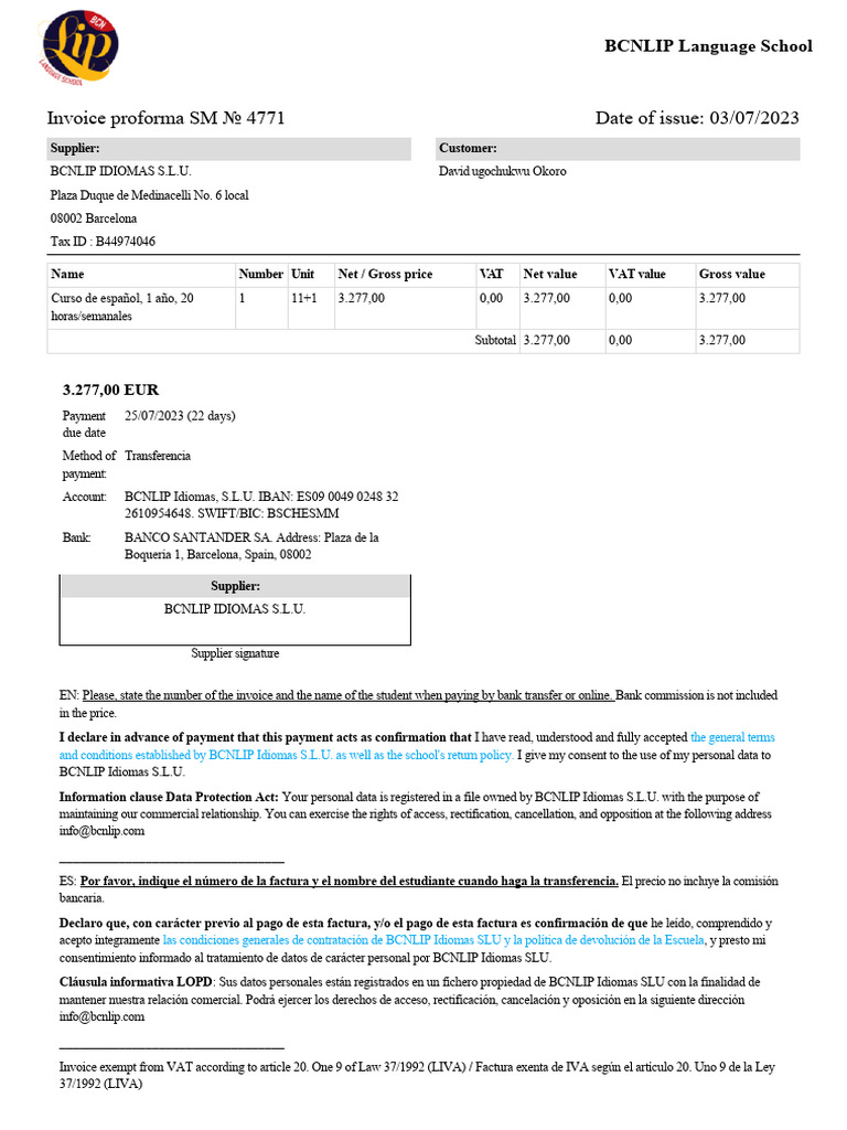 Invoice Proforma SM 4771 202307031021372032 | PDF