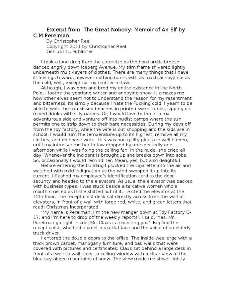 Excerpt From: The Great Nobody: Memoir of An Elf by C.M Perelman | PDF ...