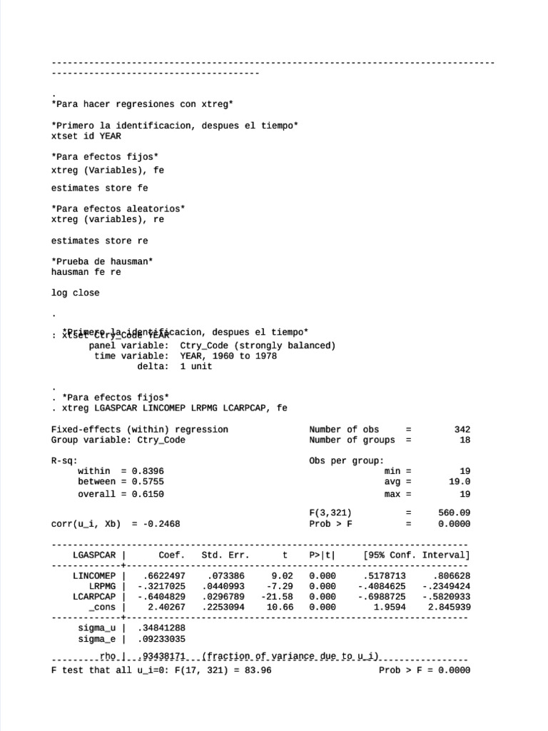 Panel Regression with Stata | PDF | Mathematics Of Computing | Analysis Of Variance