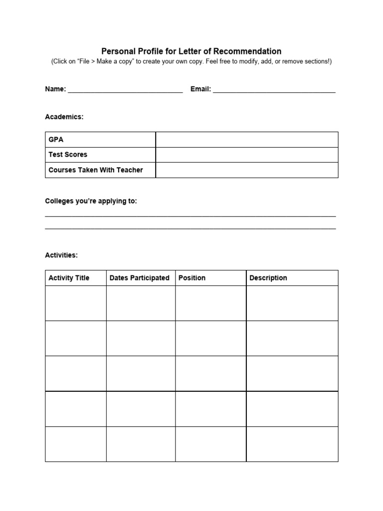 Brag Sheet Template | PDF