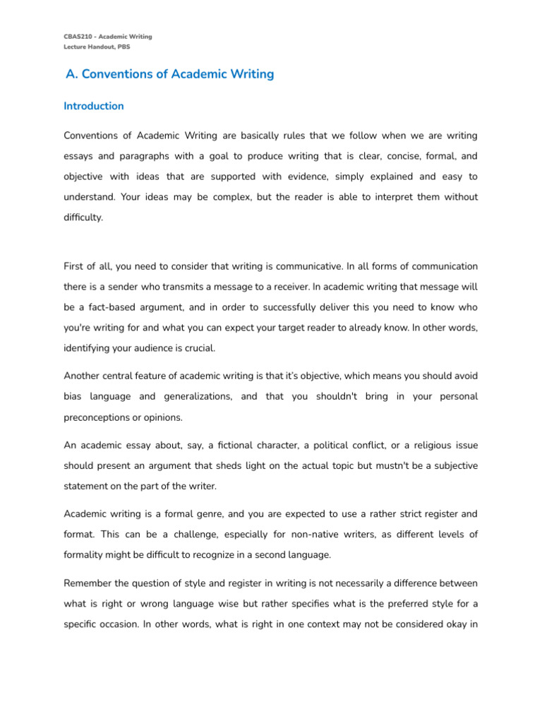 ACADEMIC WRITING - 23 - 24 - Full Handout | PDF | Plagiarism | Essays